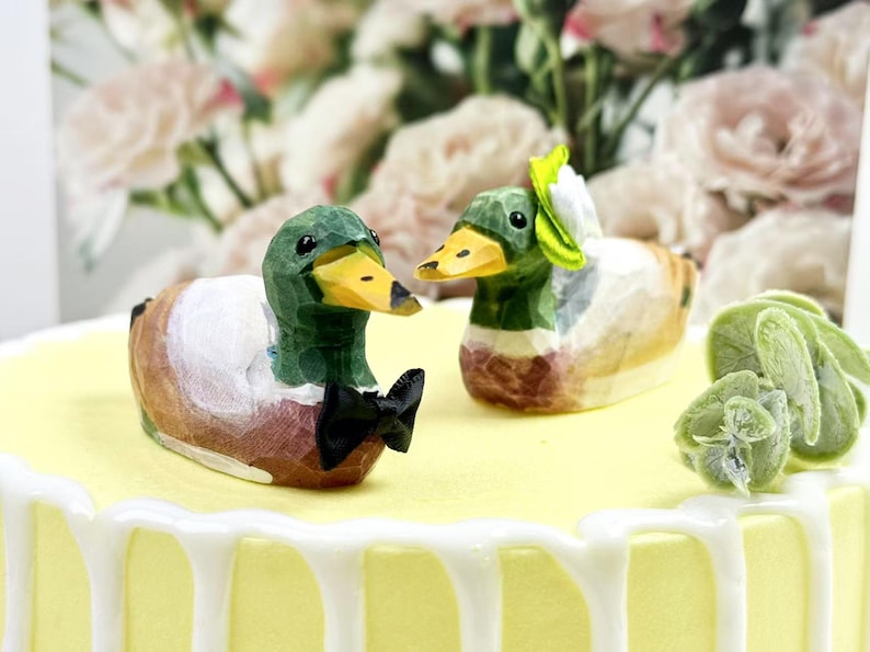 Wooden Mallard Duck Cake Topper Decor, Handmade Wooden Duck Bride ...