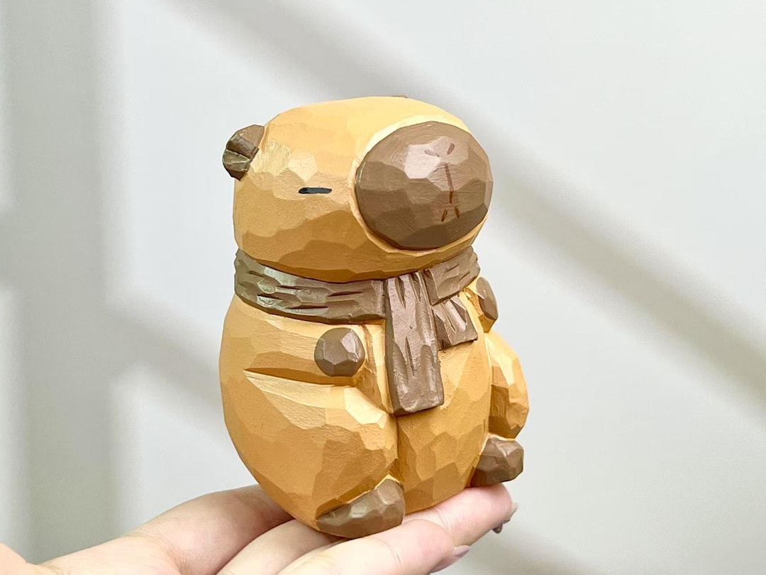 Cute Capybara Home Decor Sculpture Ornament, Handmade Wooden Capybara ...