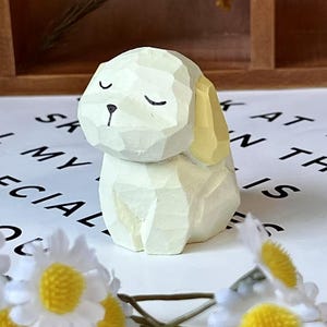 Hand-carved Mini Wooden Puppy Figurine for Desktop Decor Gifts, Cute ...