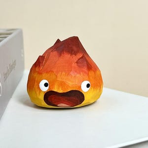 Cute Wooden Flame Figurine Ornament for Table Decor, Hand-carved Flame ...