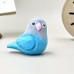Wooden Blue Bird Hand-carved Figurine for Desk Decor, Cute Wooden ...