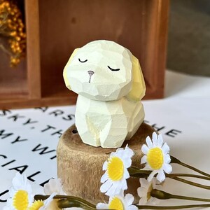 Hand-carved Mini Wooden Puppy Figurine for Desktop Decor Gifts, Cute ...