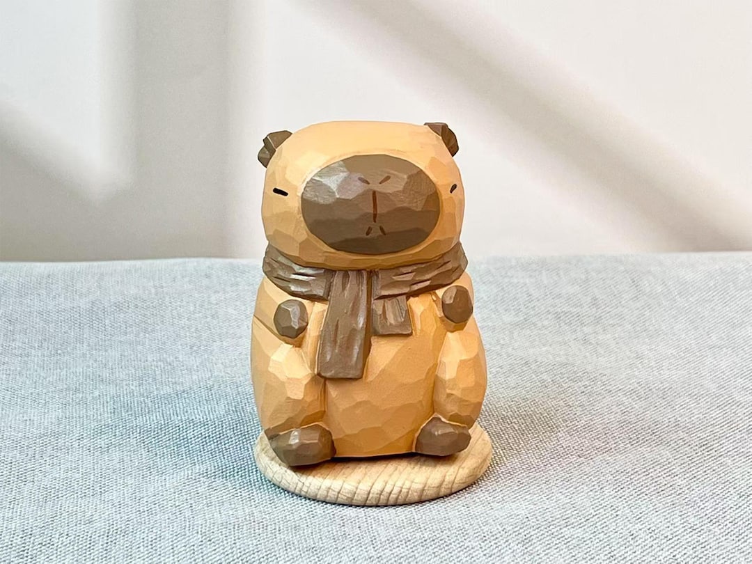 Hand-carved Wooden Capybara Figurine Decor Ornament, Handmade Capybara ...