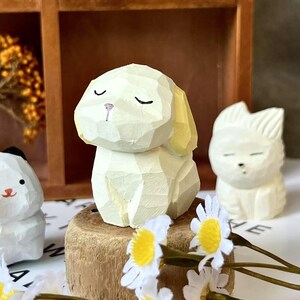 Hand-carved Mini Wooden Puppy Figurine for Desktop Decor Gifts, Cute ...