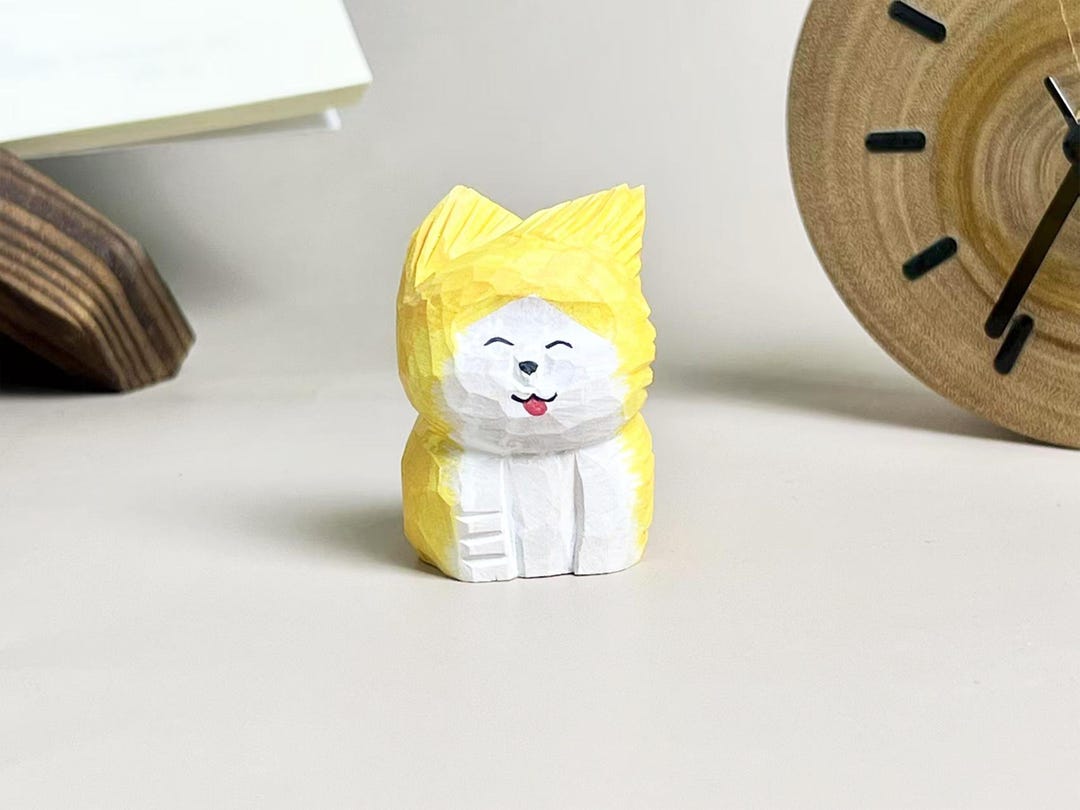 Cute Mini Wooden Corgi Figurine for Desktop Decor, Hand-carved Puppy ...