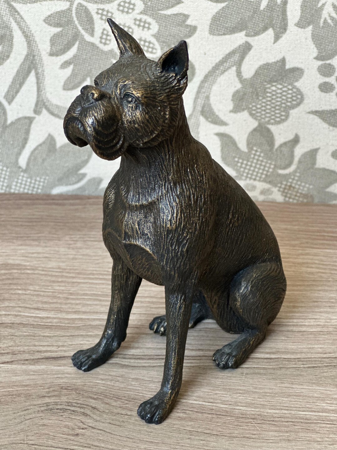 Vintage Heavy Metal Boxer Dog Statue Bronze Colored - Etsy