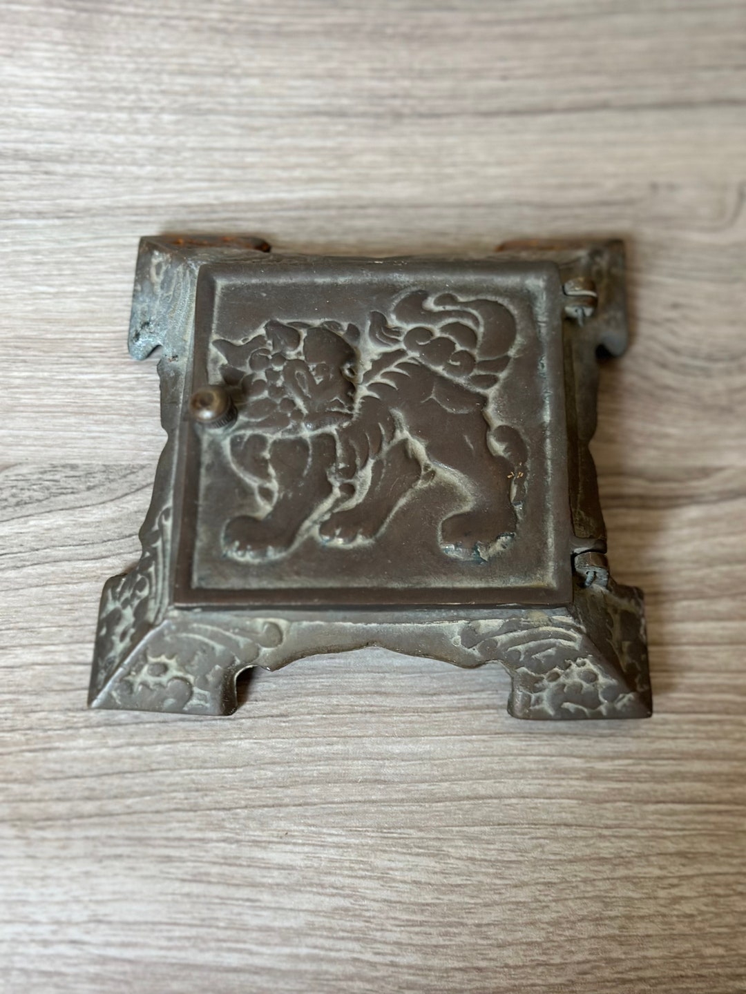 Antique Brass Foo Dog Trinket Box With Lid - Etsy