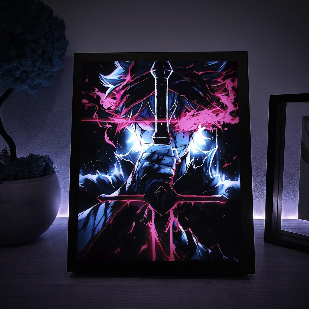 Asta Black Clover Lightbox / LED Frame RGB / Wall Art, Home Decor ...
