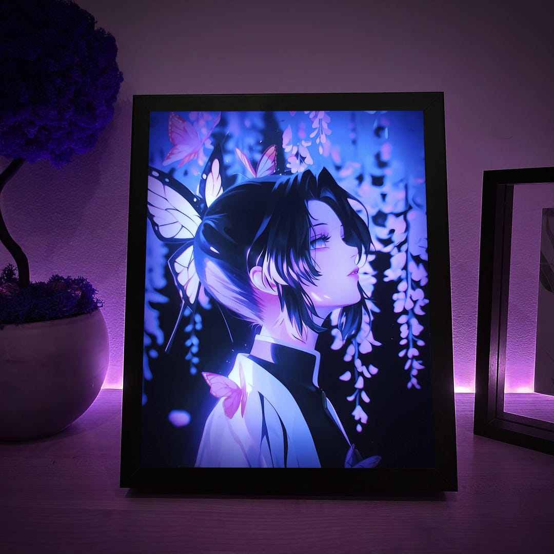 Demon Slayer Lightbox / Shinobu Kocho / RGB LED Frame, LED Art, Wall Art, Home Decor - Etsy