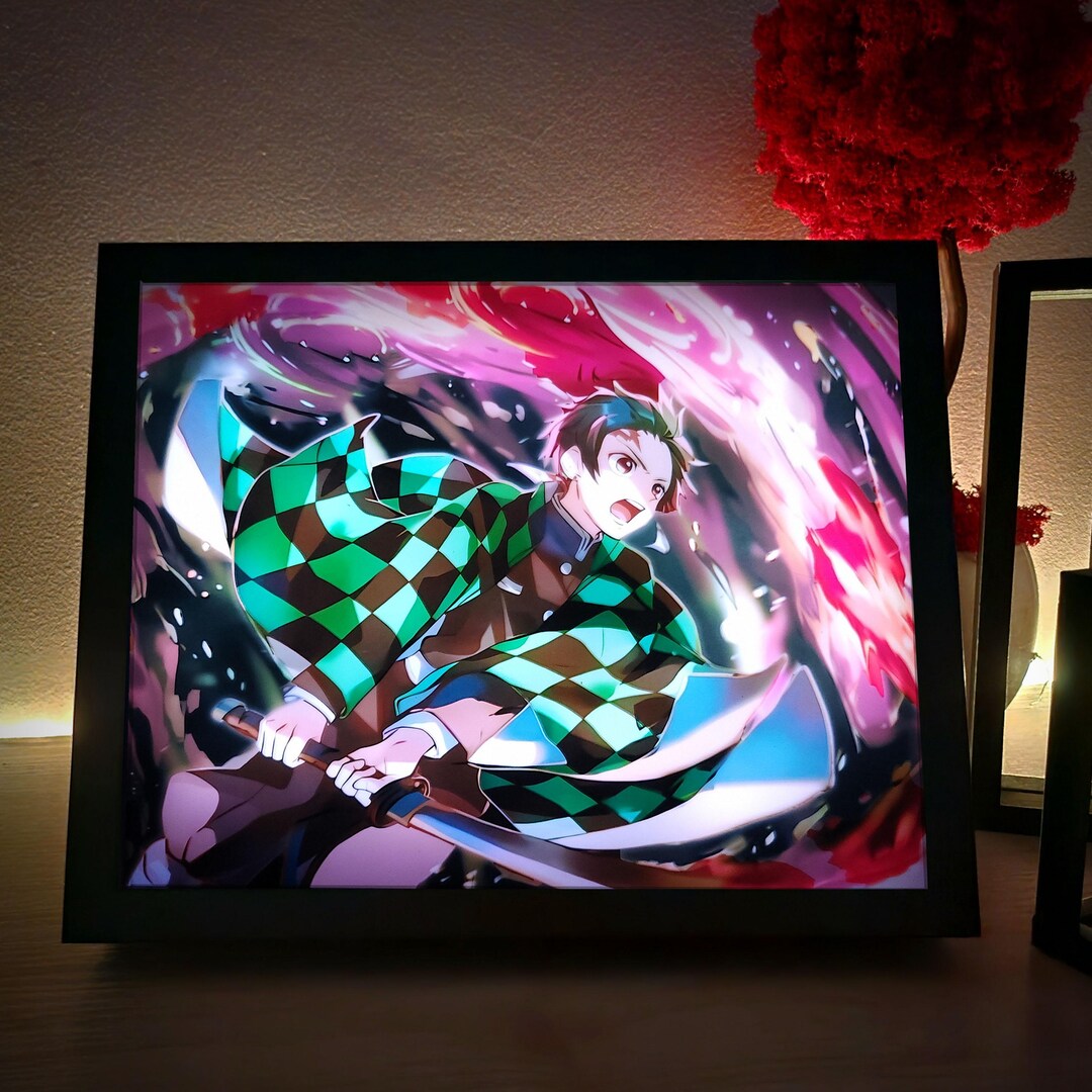 Tanjiro Demon Slayer Light Box / LED RGB Frame / Anime LED Art, Demon ...