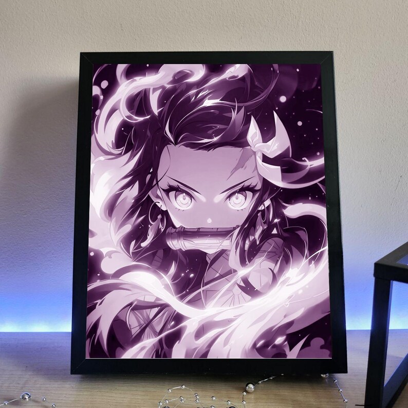 Nezuko / Anime Light Box / Demon Slayer Led Art, Night Lamps - Etsy