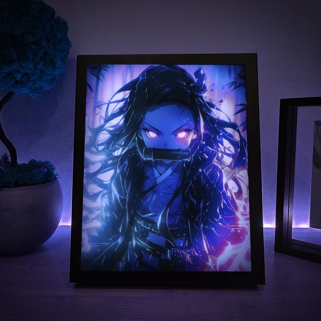Demon Slayer Nezuko LED Art / Anime Lightbox, Night Lamp, Wall Art, LED ...