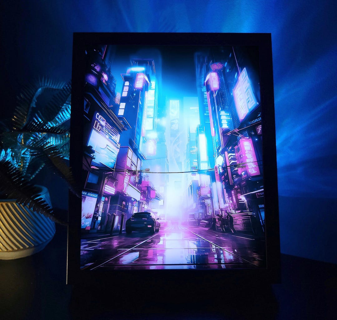 Night City LED Artwork / Cyberpunk LED Art, Light Box, Wall Art - Etsy