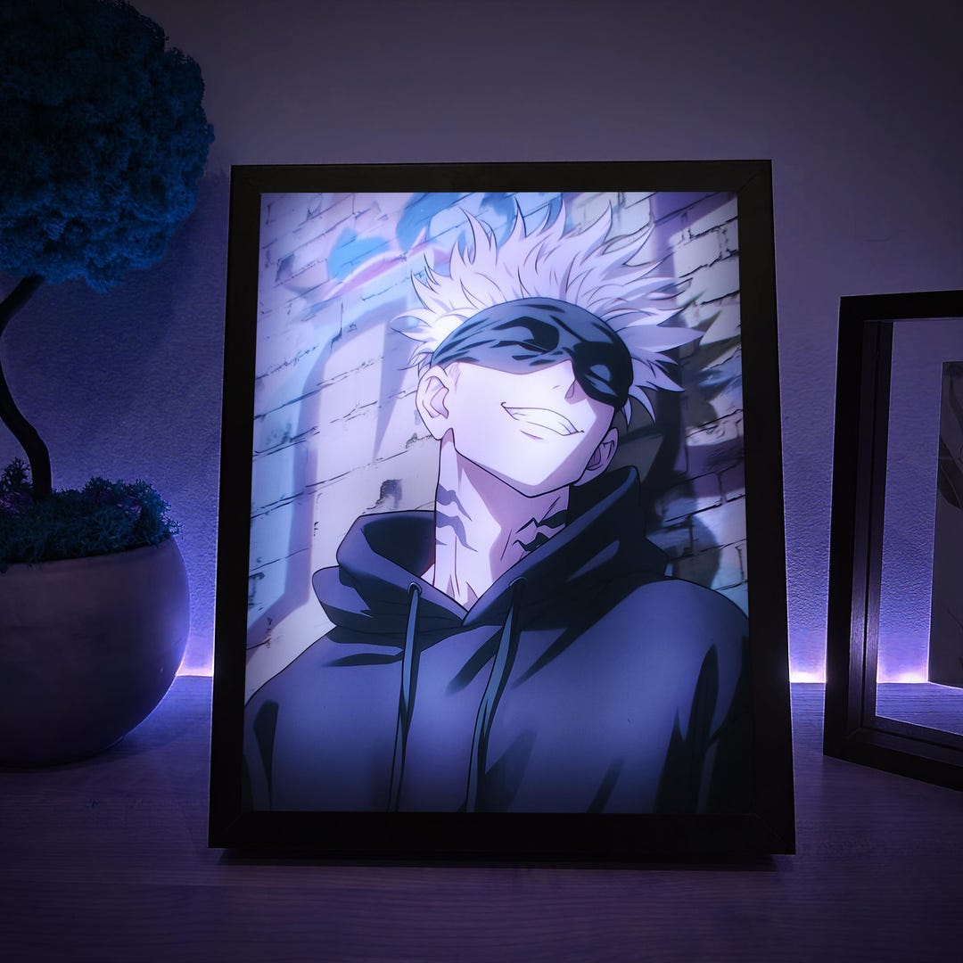 Gojo Satoru Lightbox / RGB LED Frame / Anime LED Art, Anime Lightbox ...