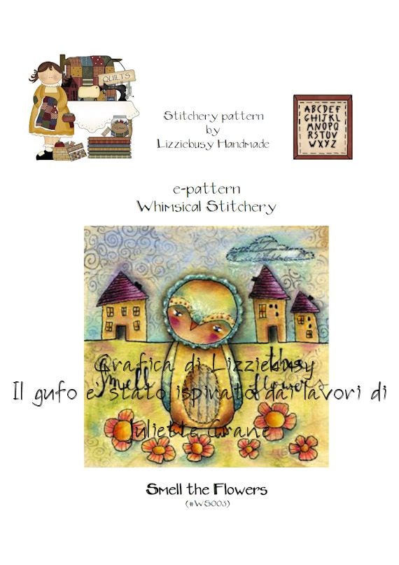 Primitive Stitchery E-pattern Smell the Flowers ITALIAN and ENGLISH ...