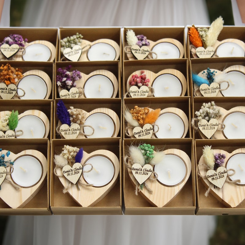 Wooden Wedding Heart Candle - Etsy