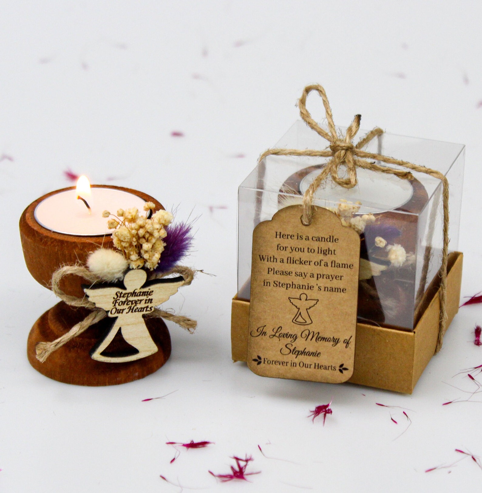 Bulk Personalized Funeral Favors Candles With Tag Memorial Favors ...