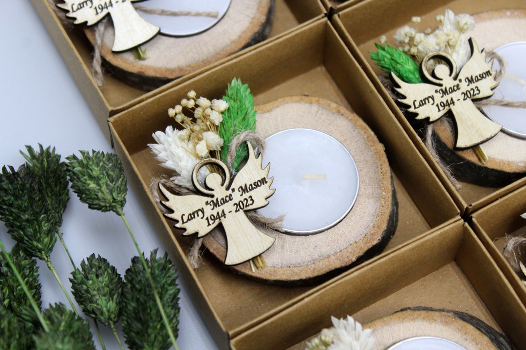 50 PCS Personalized Funeral Favors Candles With Tag | Celebration of ...
