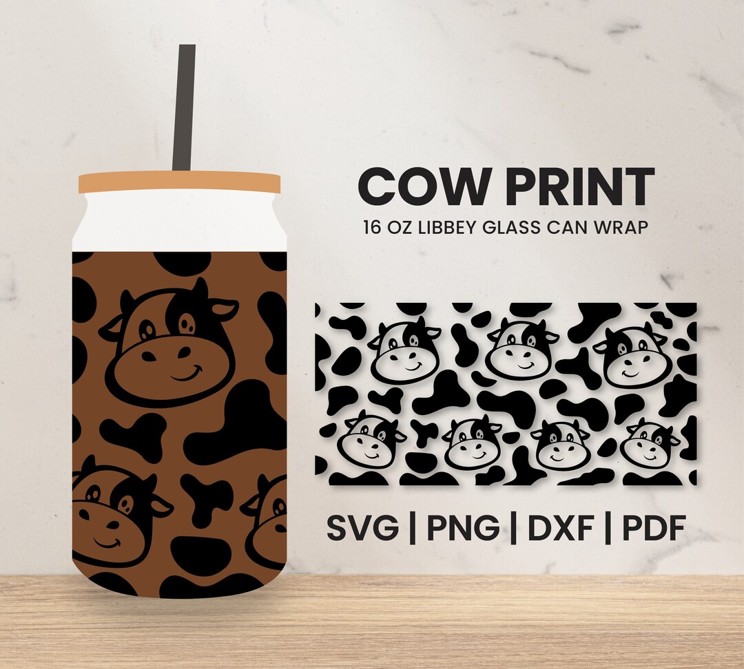 Cow Glass Svg, Cow Glass Svg, Cute Cow Glass Svg, 16 Oz Libbey Glass ...