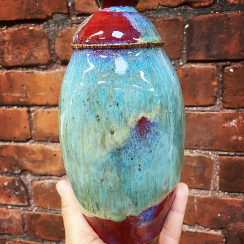 Handmade Ceramic Urn for Ashes rustic Burgundy Cremation - Etsy