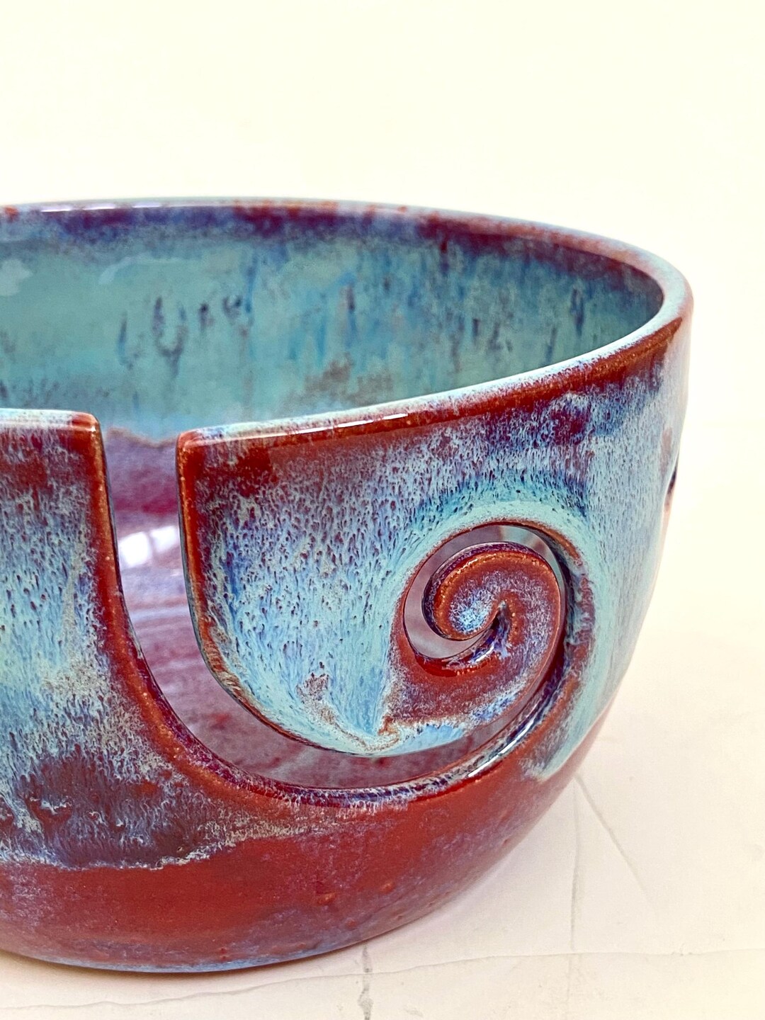 Rustic Red Spiral Ceramic Wheel Thrown Yarn Bowl - MADE TO ORDER - Etsy