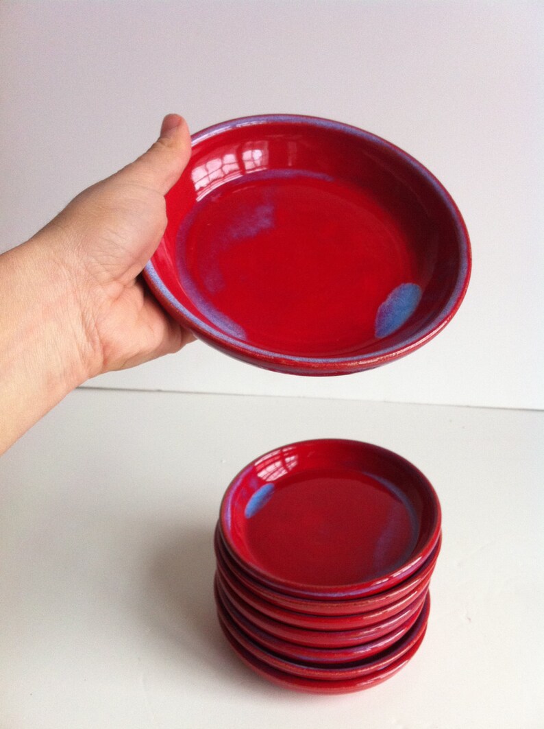 Red Wheel Trown 8 Stoneware Plates MADE TO ORDER | Etsy