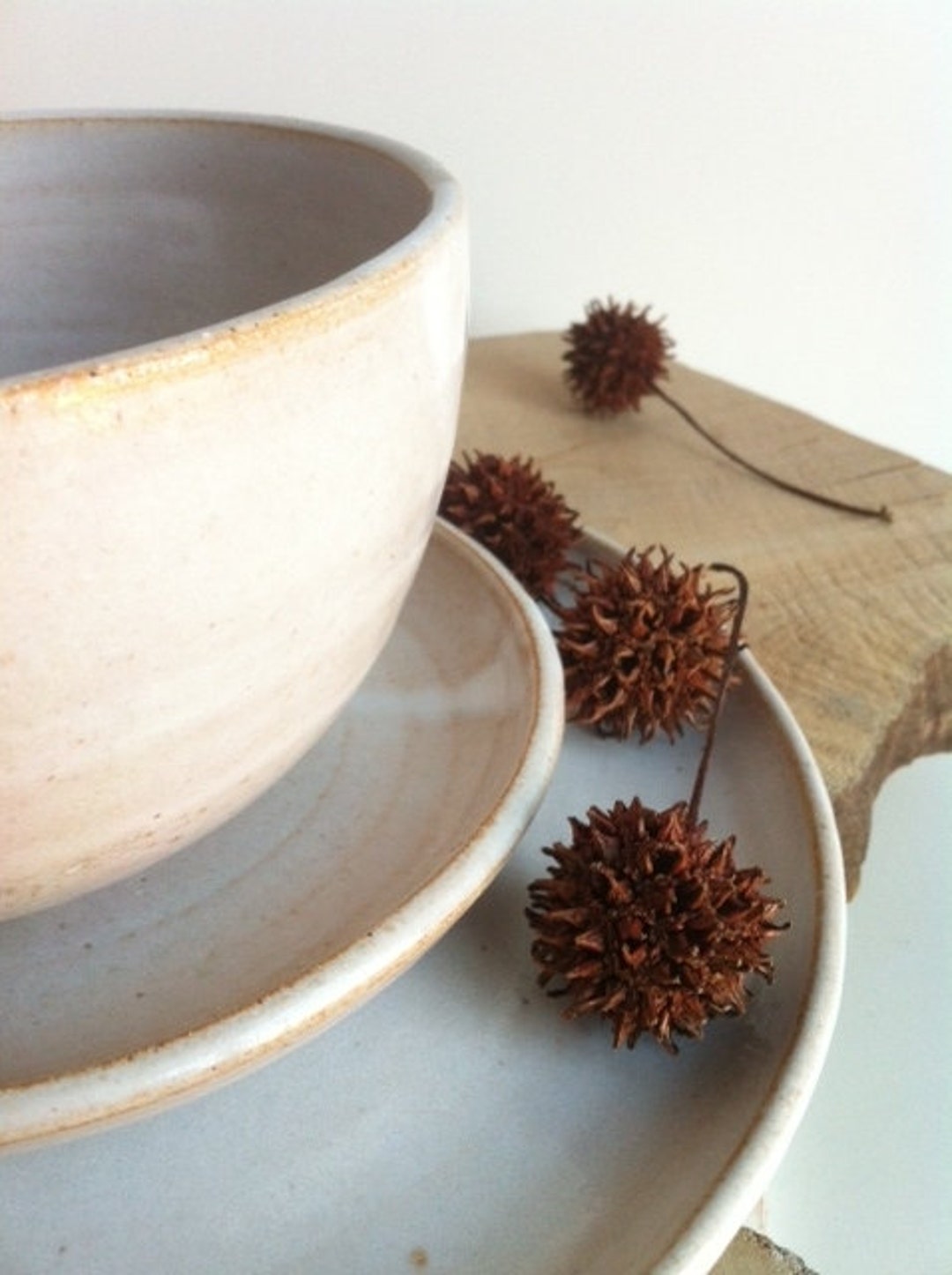 Handmade Stoneware Rustic White Dinnerware 3 Piece Set Country Style - Etsy