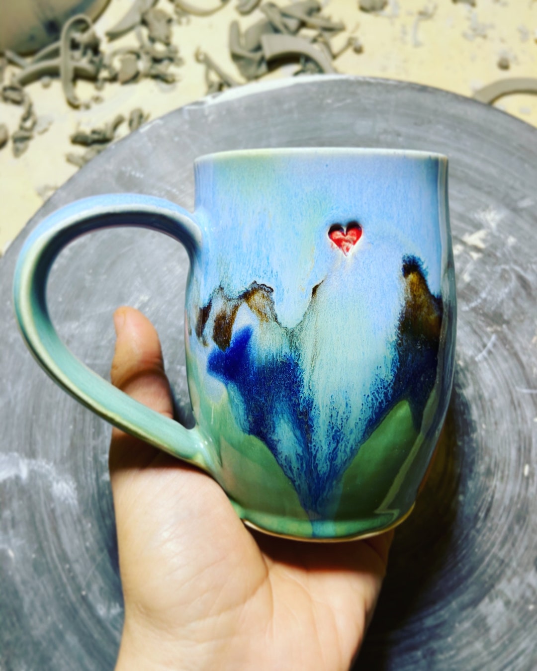 Hearts Imprinted “earth” Stoneware Mugs - Made to Order - Etsy