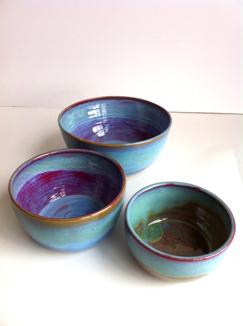Rustic Blue Large Stoneware Nesting Bowls - Mixing Bowls - MADE TO ...