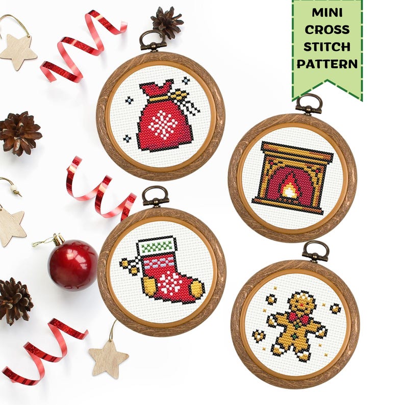 10 Mini Christmas Ornaments Cross Stitch Pattern Bundle | Easy Winter ...