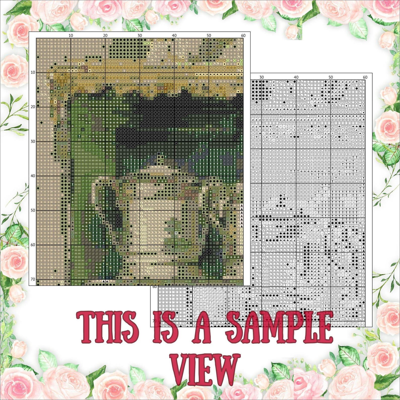 Vintage Kitchen Shelf Cross Stitch Pattern Flowers Fruits Cottagecore ...
