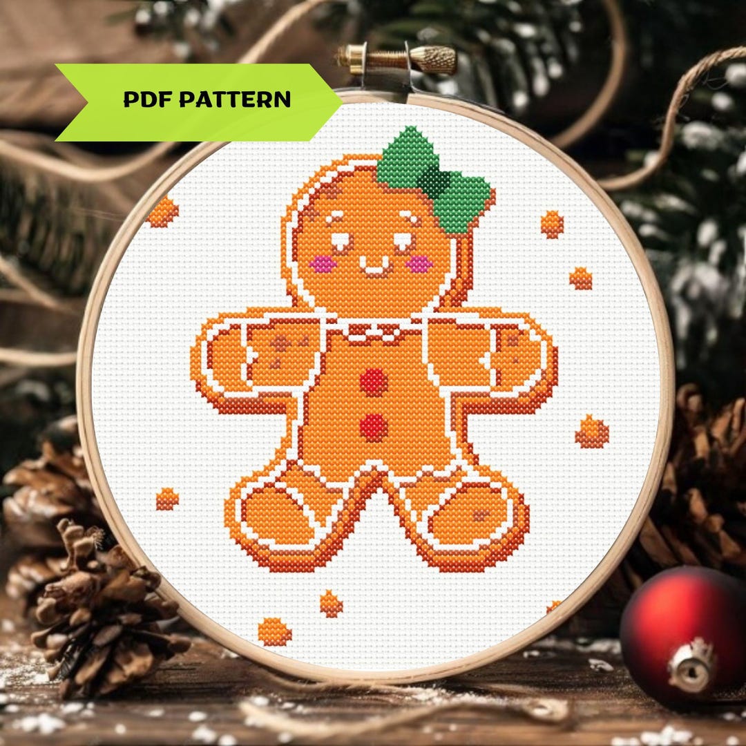 Christmas Gingerbread Man Cross Stitch Pattern Counted Cross Stitch ...
