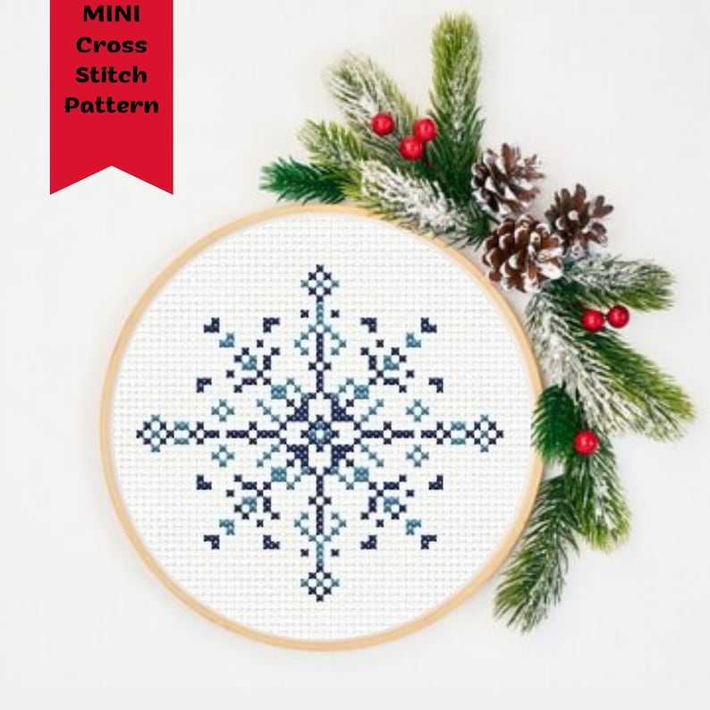 Snowflake Cross Stitch Pattern | Set of 6 Minis | Christmas Ornaments ...