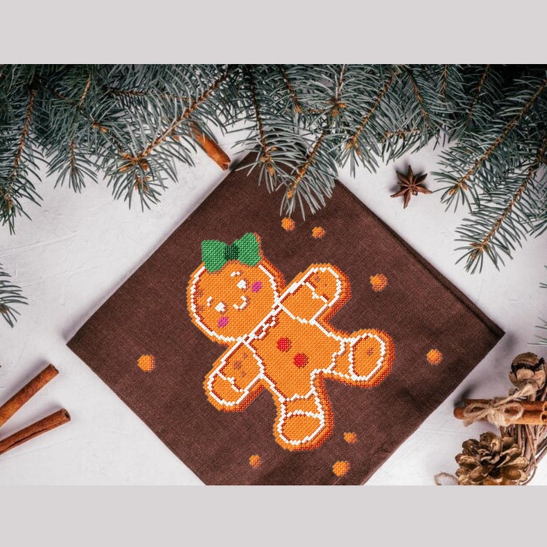 Christmas Gingerbread Man Cross Stitch Pattern Counted Cross Stitch ...
