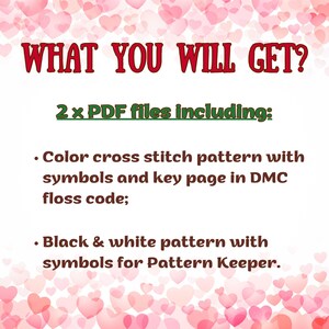 Pink Heart Cross Stitch Pattern Set of 6 Minis Valentine's Day ...