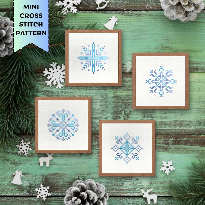 Snowflakes Cross Stitch Pattern Holiday Christmas Ornaments Set of 9 ...