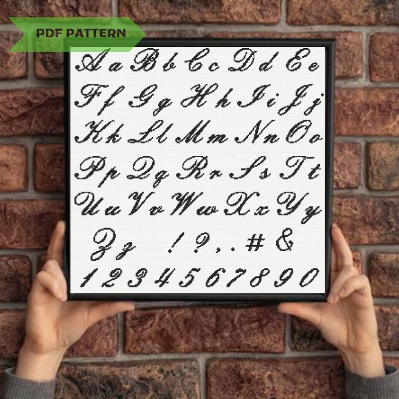 Cursive Alphabet Cross Stitch Pattern Modern Calligraphy Font Cursive ...
