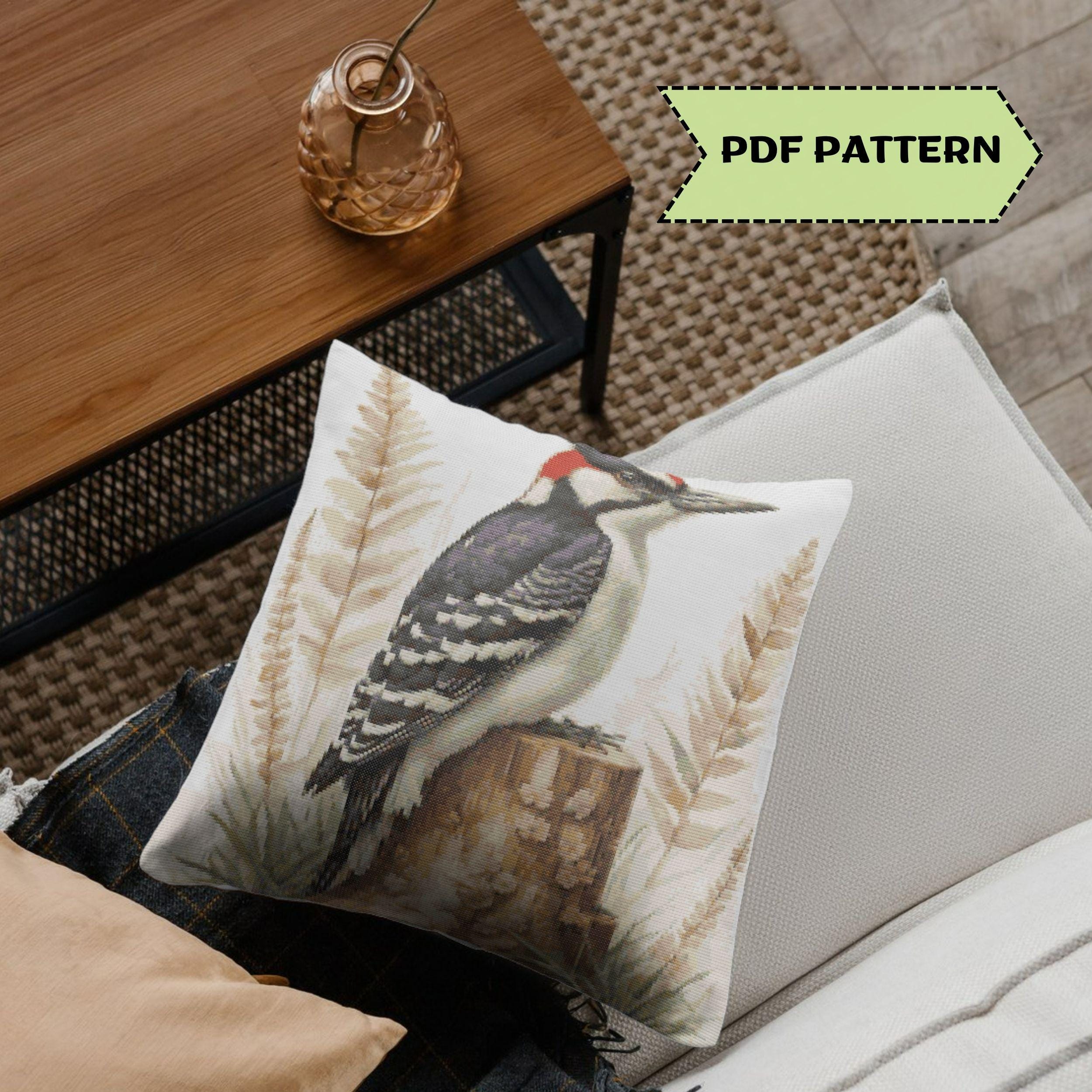 Woodland Woodpecker Cross Stitch Pattern Watercolor Elegant Bird ...