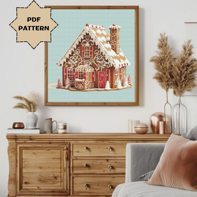 Christmas Gingerbread House Cross Stitch Pattern Holiday Baking Winter ...
