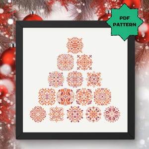 Snowflake Cross Stitch Pattern Set of 15 Christmas Ornaments for Card ...