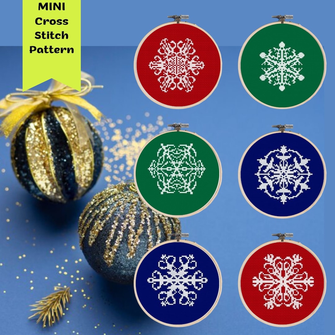 Snowflakes Cross Stitch Patterns Mini Christmas Ornament Set of 6 ...