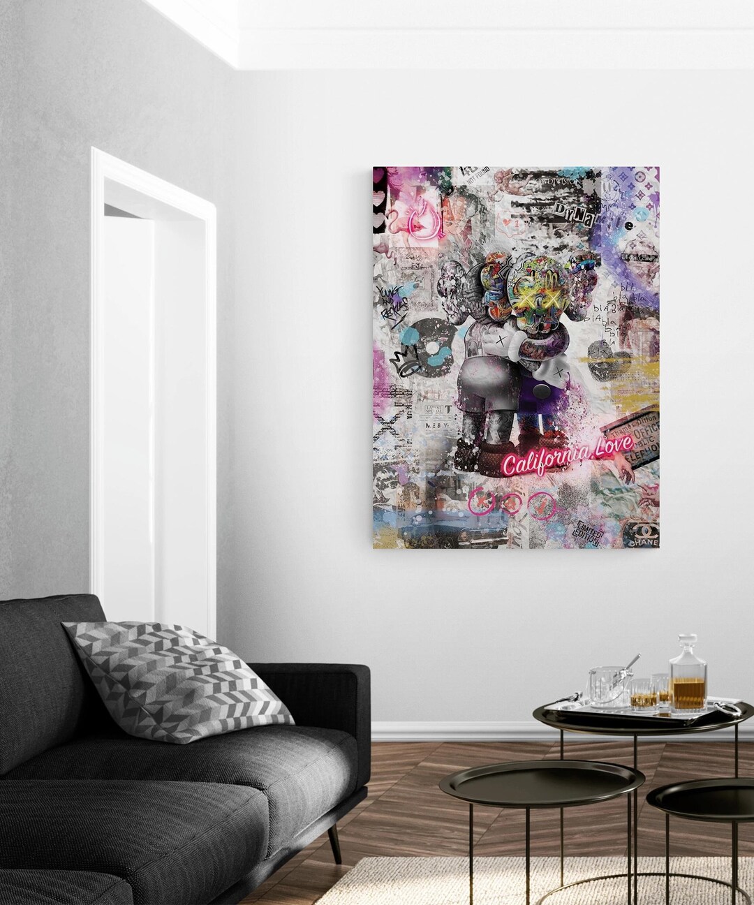 KAWS Hugging Figures Canvas Art Hypebeast Urban Graffiti, 'california ...