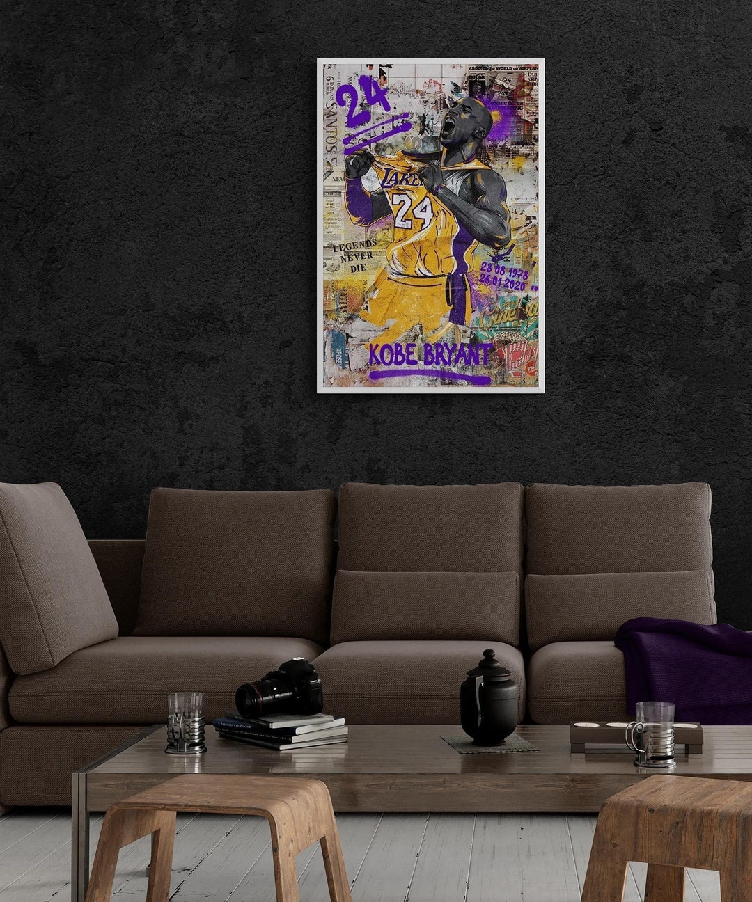 Kobe Bryant Poster, Legendary Lakers Icon, Sports Art Print, Basketball ...