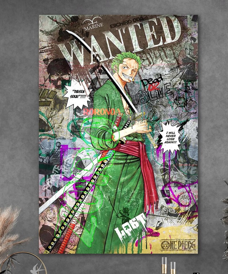 Roronoa Zoro One Piece Canvas Art Wanted Poster Anime Wall Decor ...