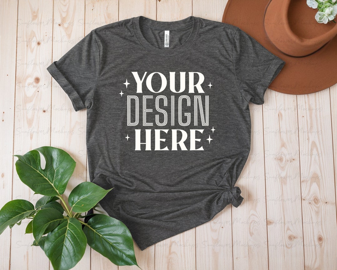 Bella Canvas Dark Grey Heather Mockup, 3001 Dark Grey Heather Mockup, T ...