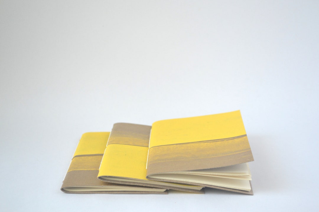 Yellow and Gold Painted Soft Cover Notebook, Summer Hand Bound Journal ...