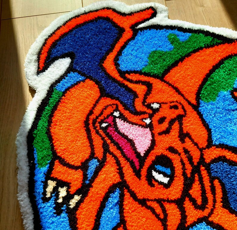 Charizard Abstract Tufted Rug Custom Handmade Carpet Fluffy Soft Gift ...