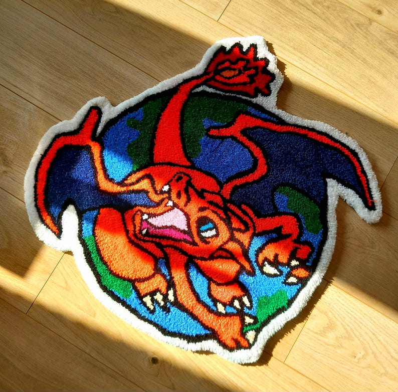 Charizard Abstract Tufted Rug Custom Handmade Carpet Fluffy Soft Gift ...