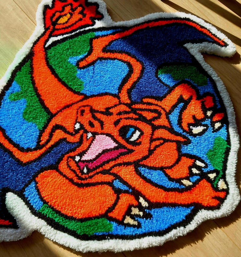 Charizard Abstract Tufted Rug Custom Handmade Carpet Fluffy Soft Gift ...