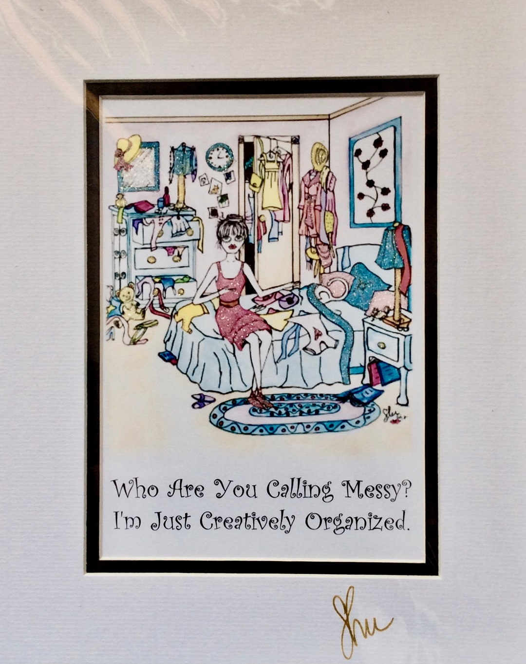 Glittering Sparkle Messy Room Print Illustration Matted 8x10 Print by ...